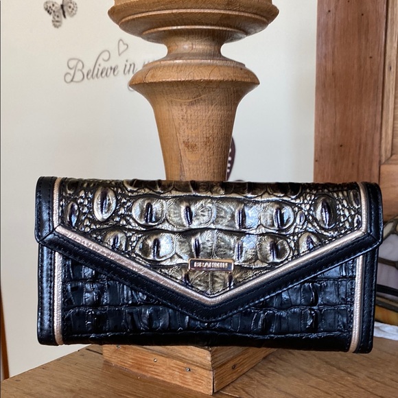 Brahmin | Bags | Brahmin Black Gold Melbourne Wallet | Poshmark